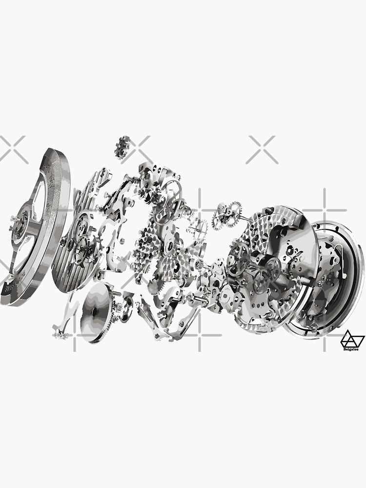 "Watch Deconstructed V2" Sticker for Sale by BeigeleeBrand | Redbubble