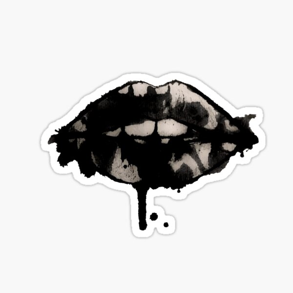 "Watercolour Goth Ink Lips" Sticker by WaterSmooth | Redbubble