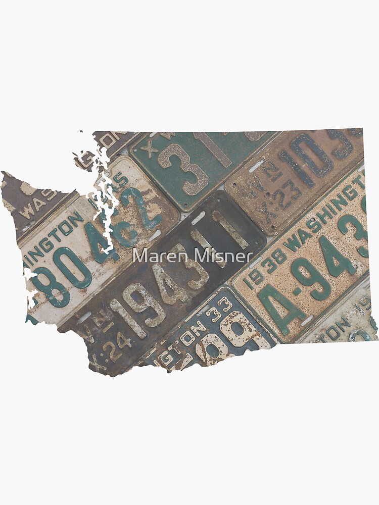 "Washington License Plate Art" Sticker for Sale by marenmisner | Redbubble