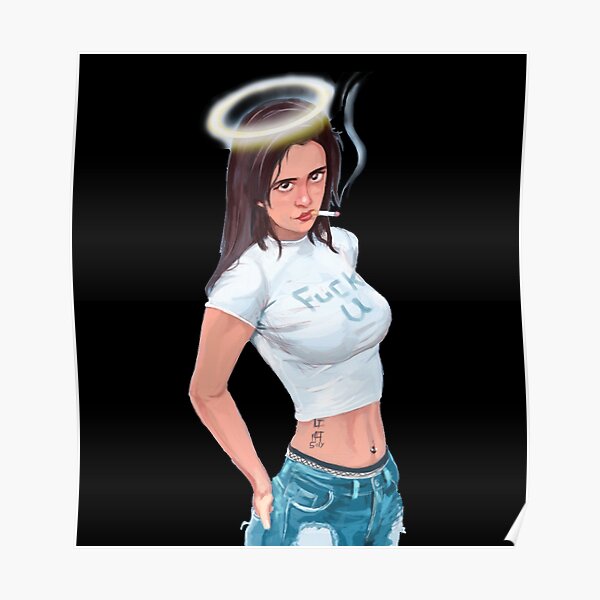 "angel bad girl-angle with a cigarette water color" Poster by sulyart ...