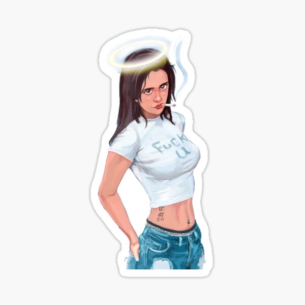 "angel bad girl-angle with a cigarette water color" Sticker by sulyart ...