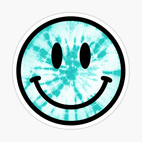 "Smiley Face - Teal/White Tie Dye" Sticker for Sale by zbeer1 | Redbubble