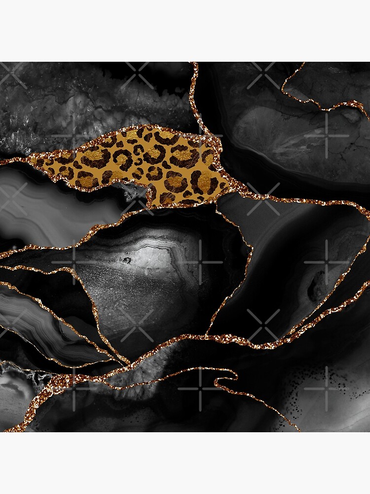 "Mixed Black Faux Marble And Agate Landscape With Gold Leopard Skin ...