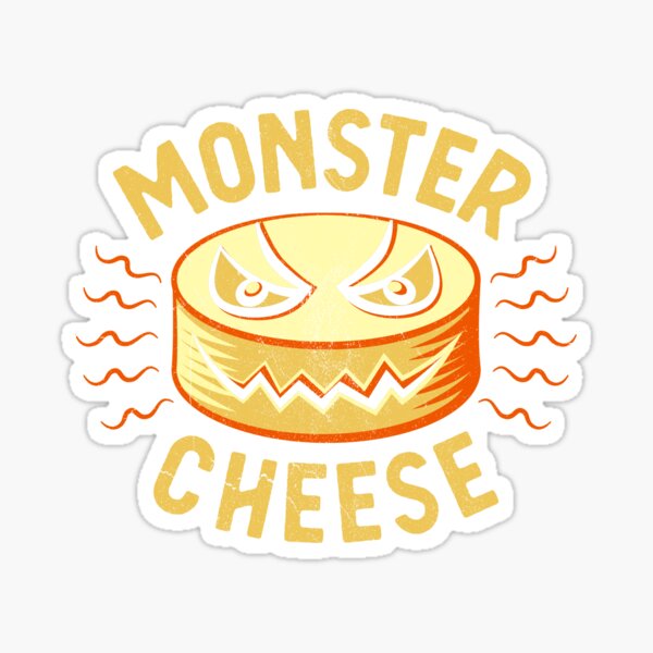 "Monster Cheese - Funny Cartoon Muenster Cheese Creature" Sticker for ...