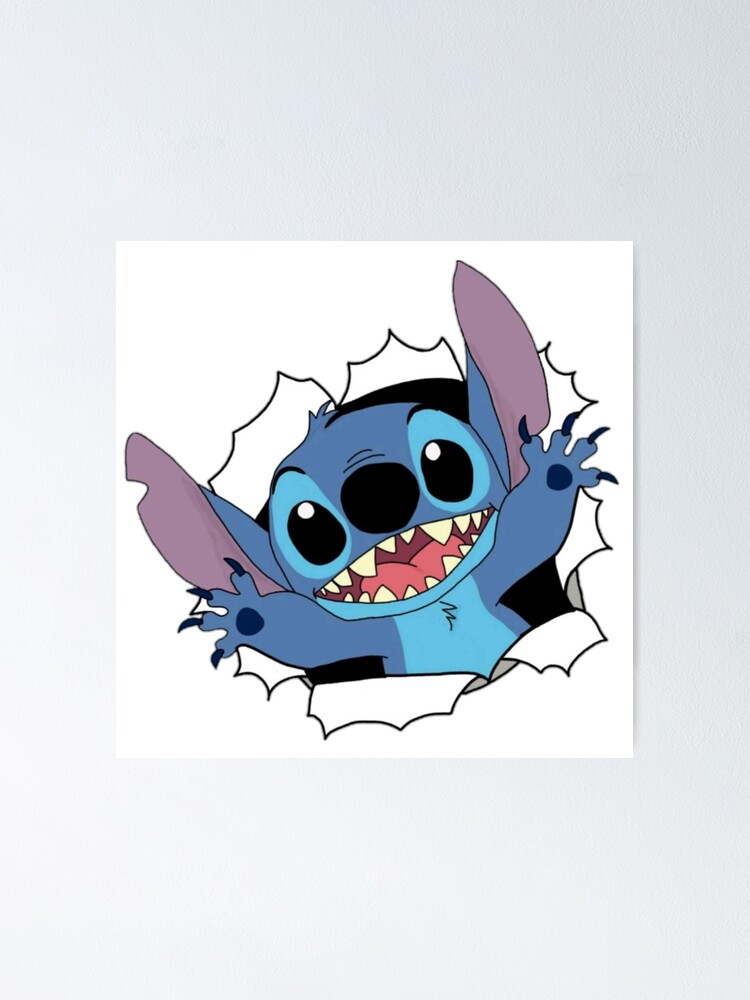"Cute Stitch Popping out Design." Poster for Sale by TrueMarket | Redbubble