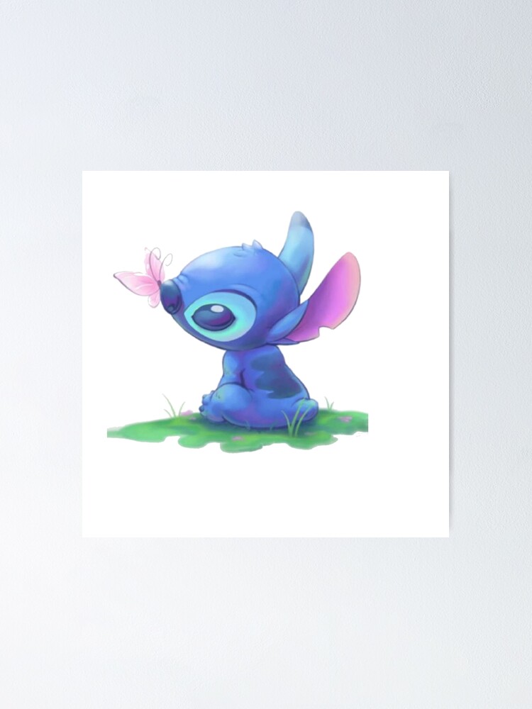 "Cute Stitch With a Butterfly on his nose Design." Poster by TrueMarket ...