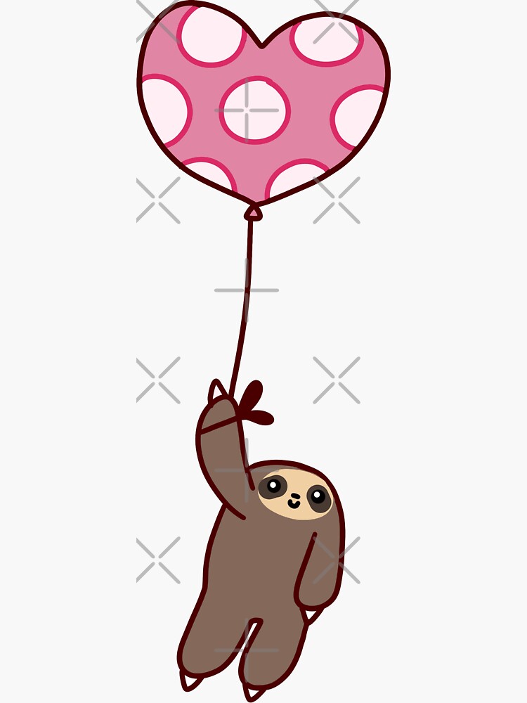 "Heart Balloon Sloth" Sticker by SaradaBoru | Redbubble