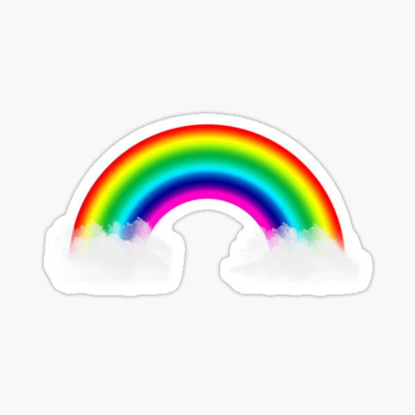 "Rainbow with realistic bright clouds" Sticker for Sale by Handstand365 ...