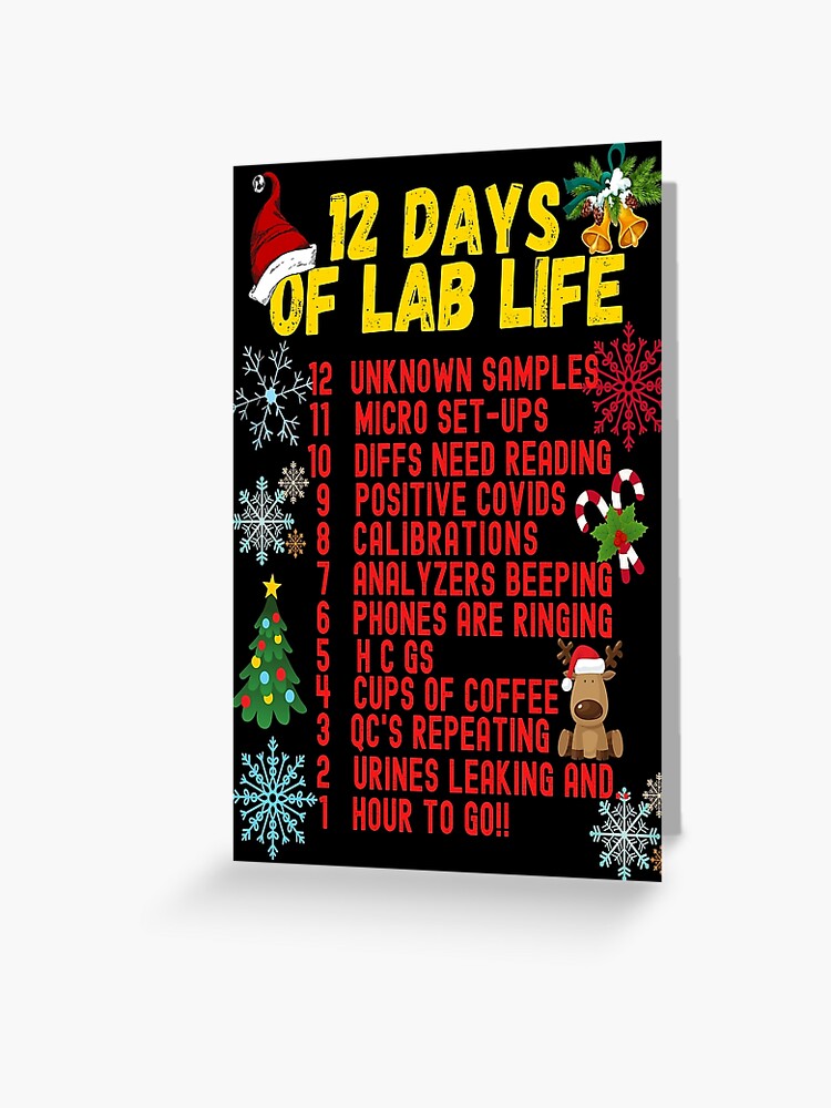"12 DAYS OF LAB LIFE CHRISTMAS MEDICAL LABORATORY SCIENTIST" Greeting ...