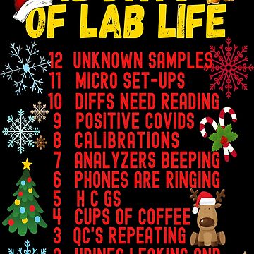 "12 DAYS OF LAB LIFE CHRISTMAS MEDICAL LABORATORY SCIENTIST" Greeting ...
