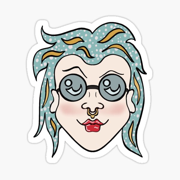 "Patterned hair with glasses and a nose ring. " Sticker for Sale by ...
