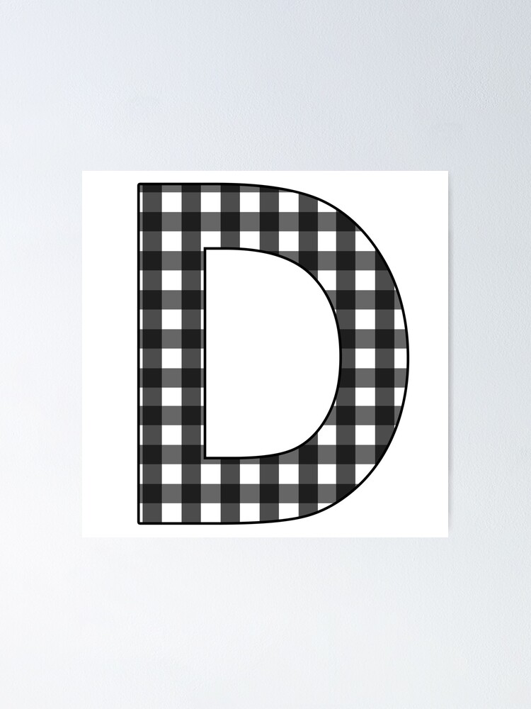 "The Letter D - Monogram in Black and White Buffalo Plaid" Poster for ...
