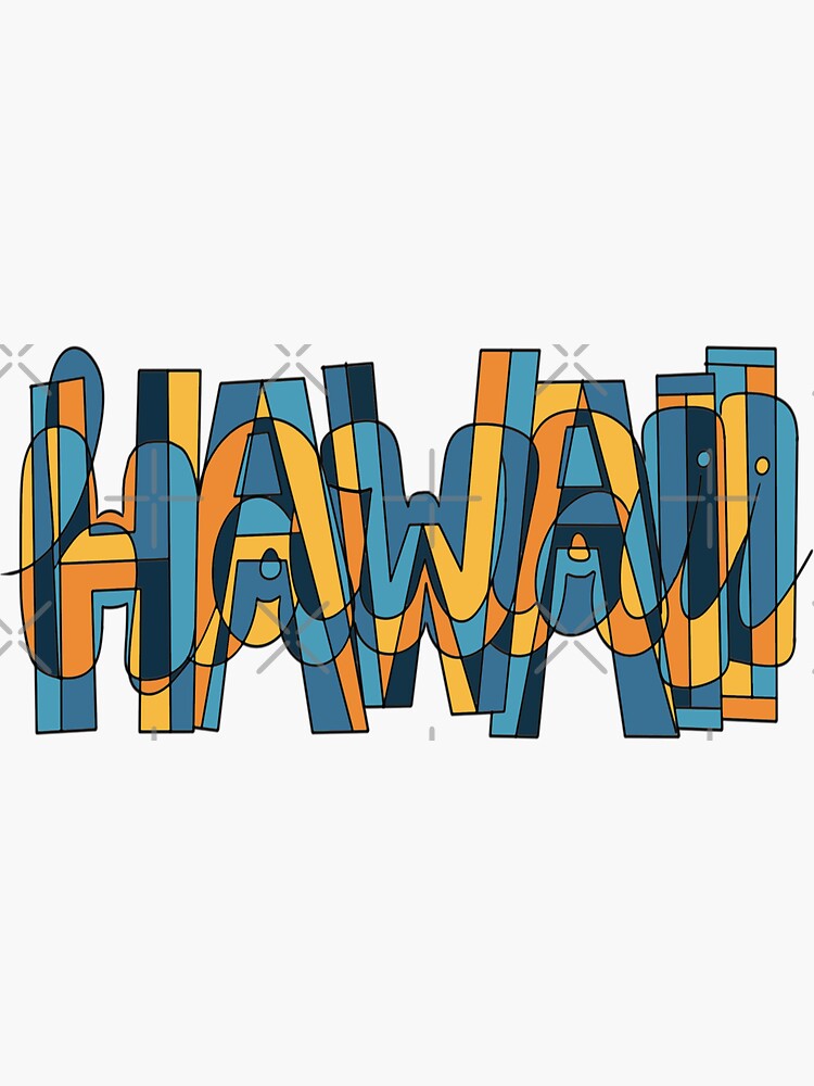 "Blue and Yellow Hawaii Word Doodle" Sticker for Sale by klaireep ...