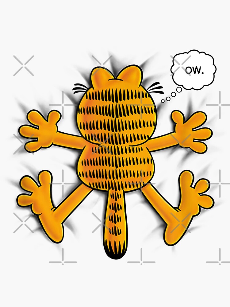 "Cute Garfield Ow" Sticker for Sale by Robertsonashley | Redbubble