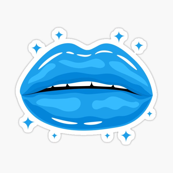 "Valentine Glossy Lips in Blue Color with stars sparkle" Sticker by ...