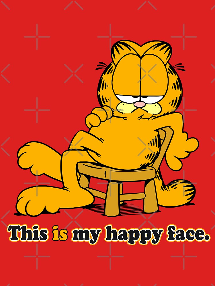 "Garfield Happy Face" T-shirt for Sale by Robertsonashley | Redbubble ...