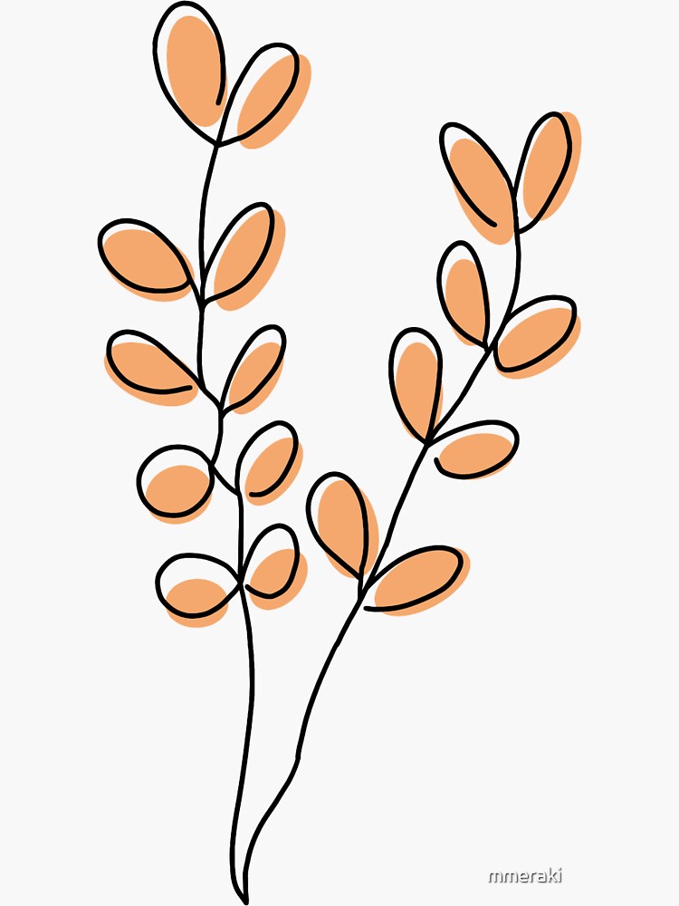 "Simple Soft Orange One-Line Vine" Sticker for Sale by mmeraki | Redbubble