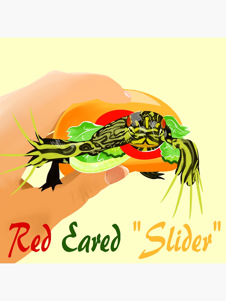 "Red Eared "Slider"" Sticker by AlecRt | Redbubble
