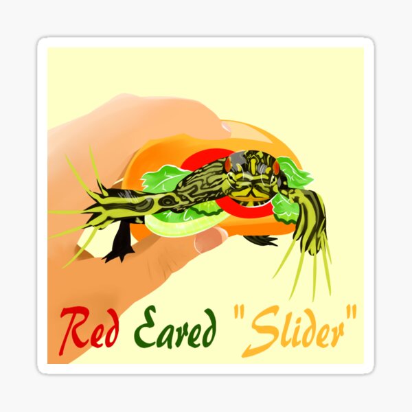 "Red Eared "Slider"" Sticker by AlecRt | Redbubble