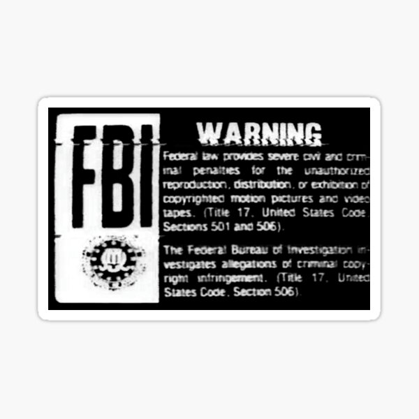 "VHS FBI warning - 90s VCR screen" Sticker for Sale by Double-Ghost ...