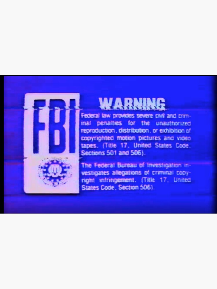 "Blue VHS FBI warning" Sticker for Sale by Double-Ghost | Redbubble