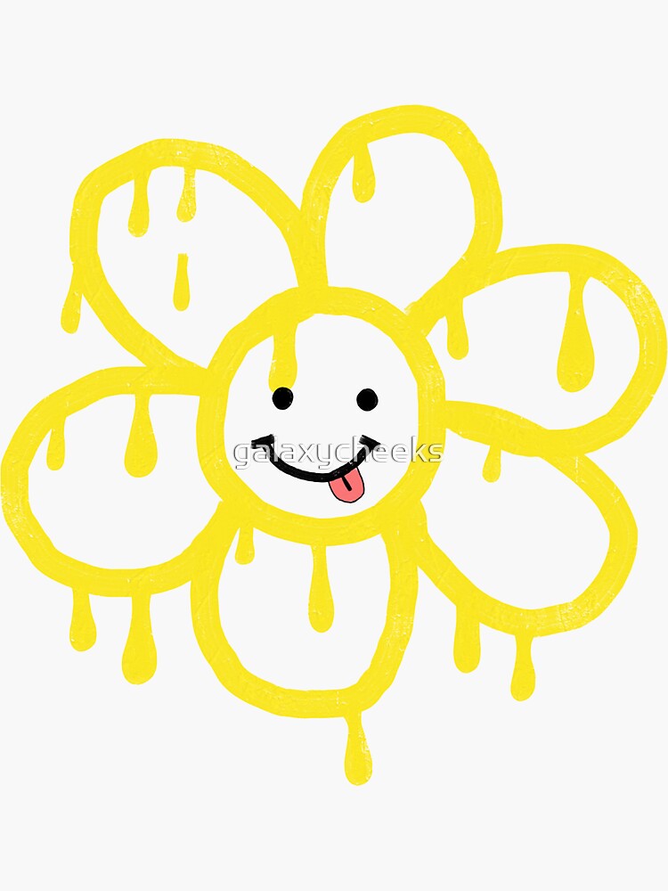 "Dripping Smile Emoji Flower" Sticker for Sale by galaxycheeks | Redbubble