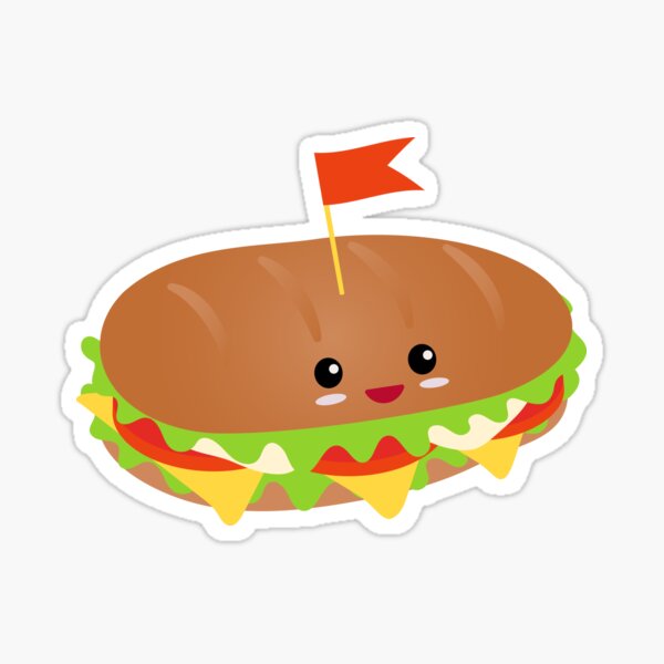 "Happy Cute Kawaii Sub Sandwich Sticker" Sticker for Sale by sundae ...