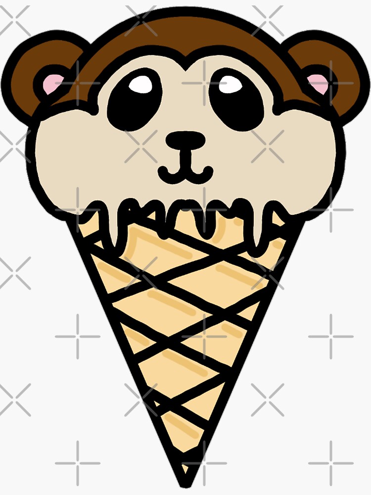 "Cute monkey ice cream cone scoop " Sticker for Sale by BotigaPigTails ...