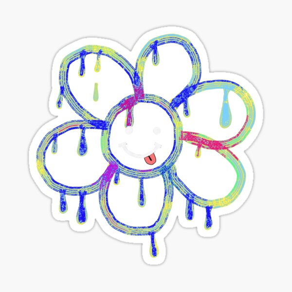 "Dripping paint Flower Smiley Emoji" Sticker for Sale by galaxycheeks ...