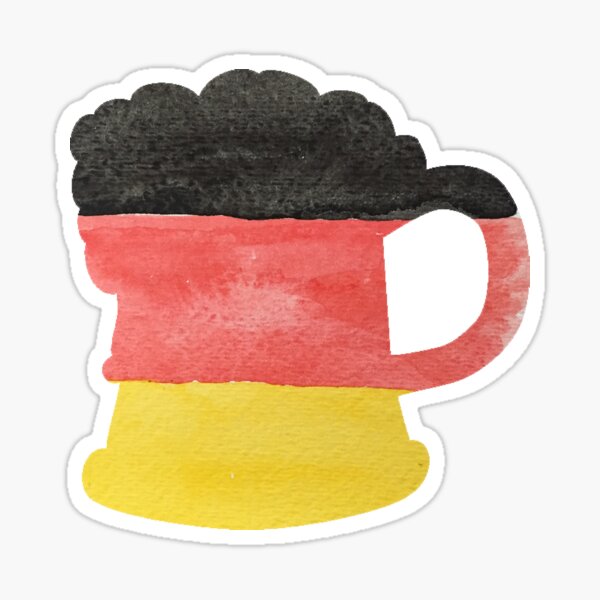 "Stein or Mug of Beer in Water Colors of German Flag" Sticker for Sale ...