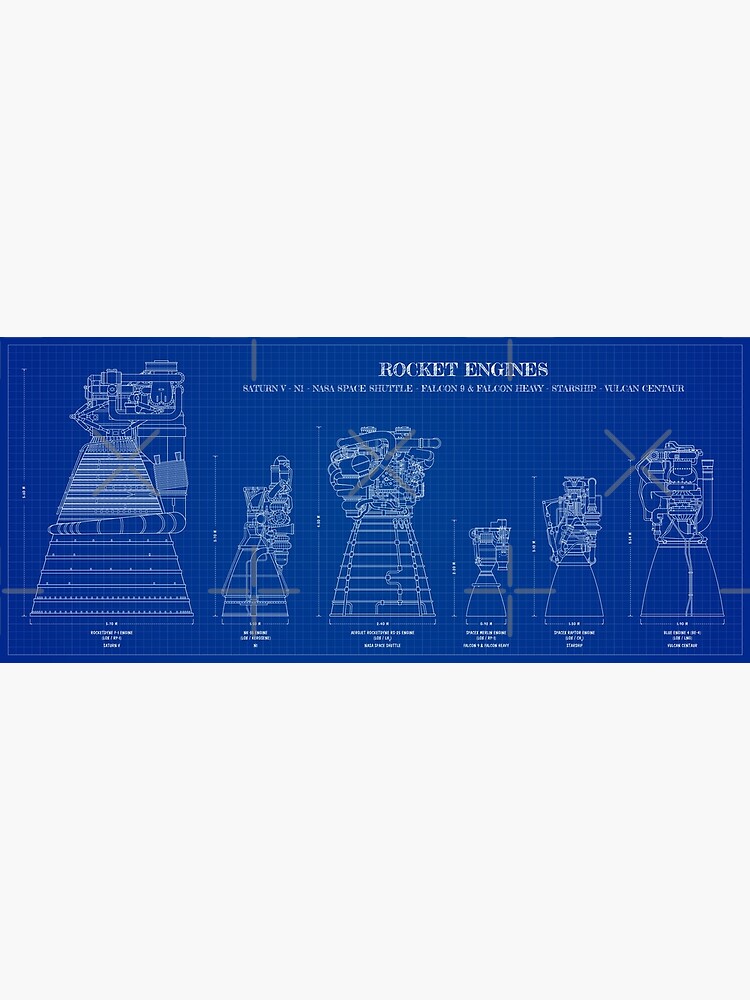 Lámina fotográfica «Rocket engines comparison (Blueprint)» de BGALAXY ...