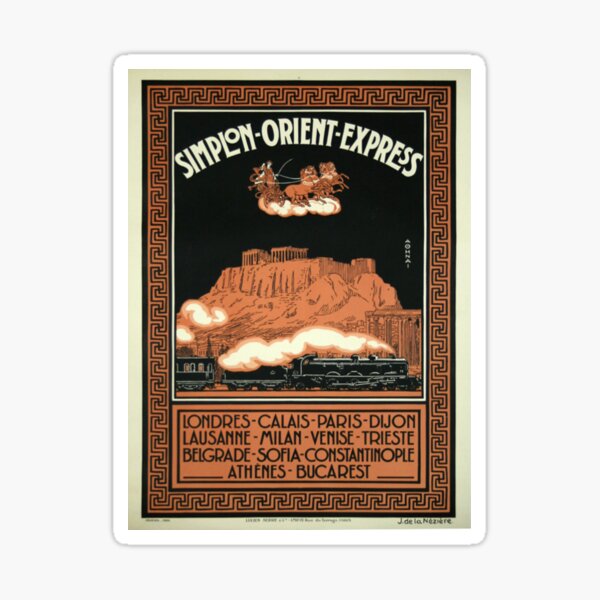 "Simplon Orient Express - Vintage Train Travel Print " Sticker for Sale ...
