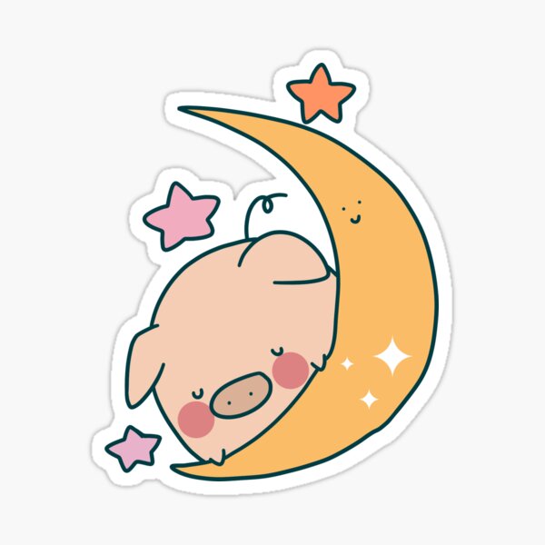 "Sleepy Moon Pig" Sticker for Sale by SaradaBoru | Redbubble