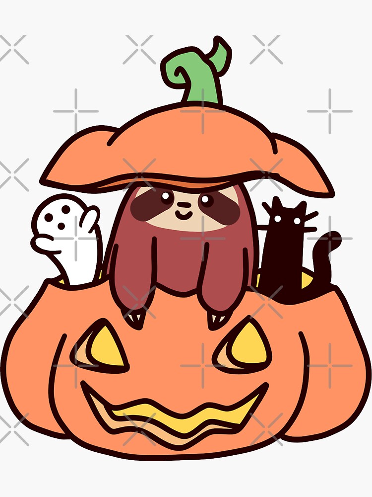 "Jack O' Lantern Sloth" Sticker by SaradaBoru | Redbubble