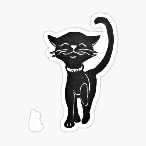 "Happy Black Cat Classic " Sticker for Sale by Glenselena | Redbubble