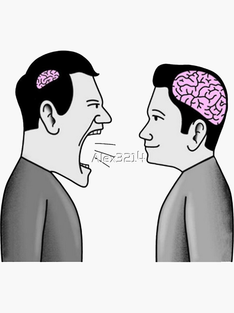 Pegatina for Sale con la obra «Pequeño cerebro gritando a Big Brain ...