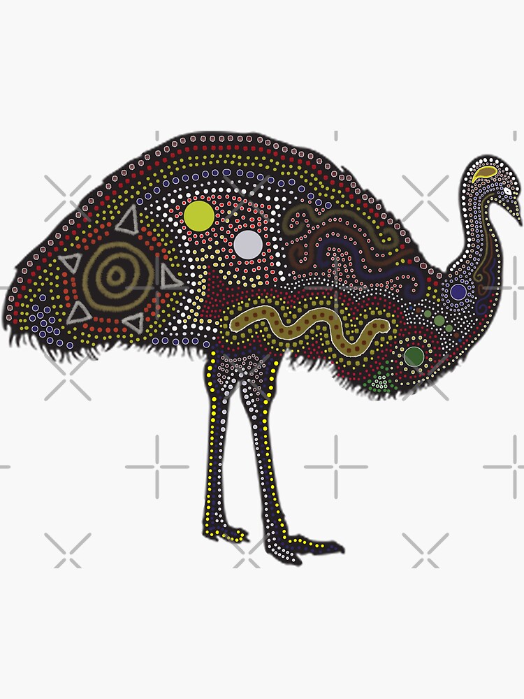 "Aboriginal Art Emu" Sticker for Sale by darwinsworld | Redbubble