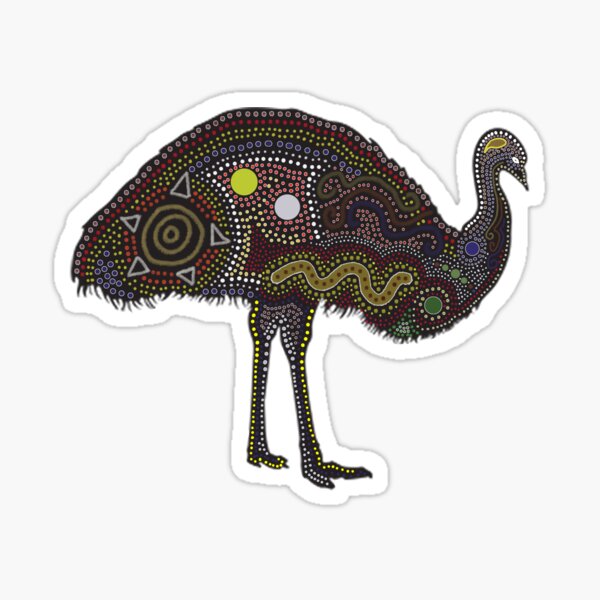 "Aboriginal Art Emu" Sticker for Sale by darwinsworld | Redbubble