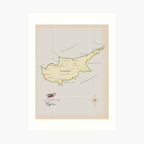 "Illustrated map of Cyprus" Art Print by vectorwebstore | Redbubble