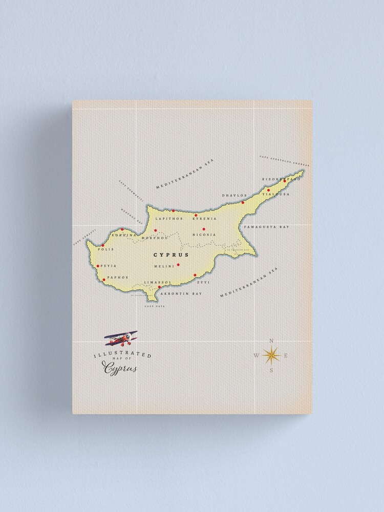 "Illustrated map of Cyprus" Canvas Print by vectorwebstore | Redbubble