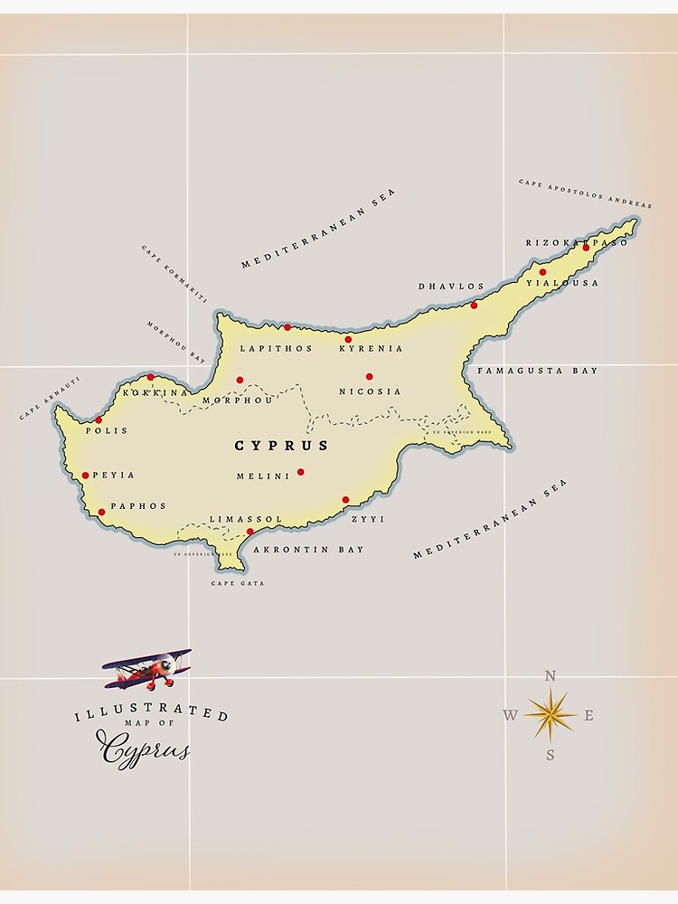 "Illustrated map of Cyprus" Photographic Print by vectorwebstore ...