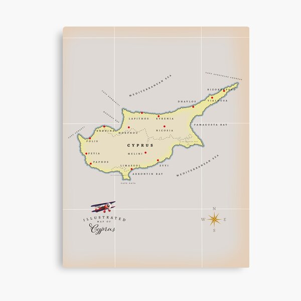 "Illustrated map of Cyprus" Canvas Print by vectorwebstore | Redbubble