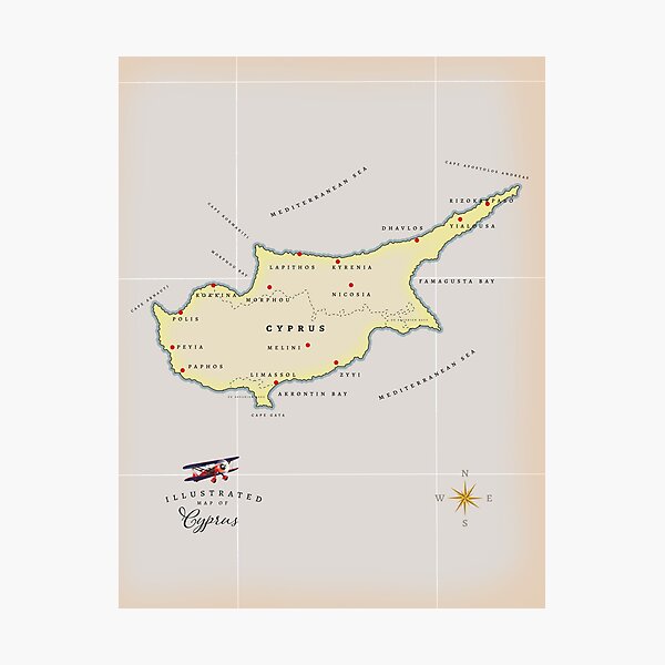 "Illustrated map of Cyprus" Photographic Print by vectorwebstore ...