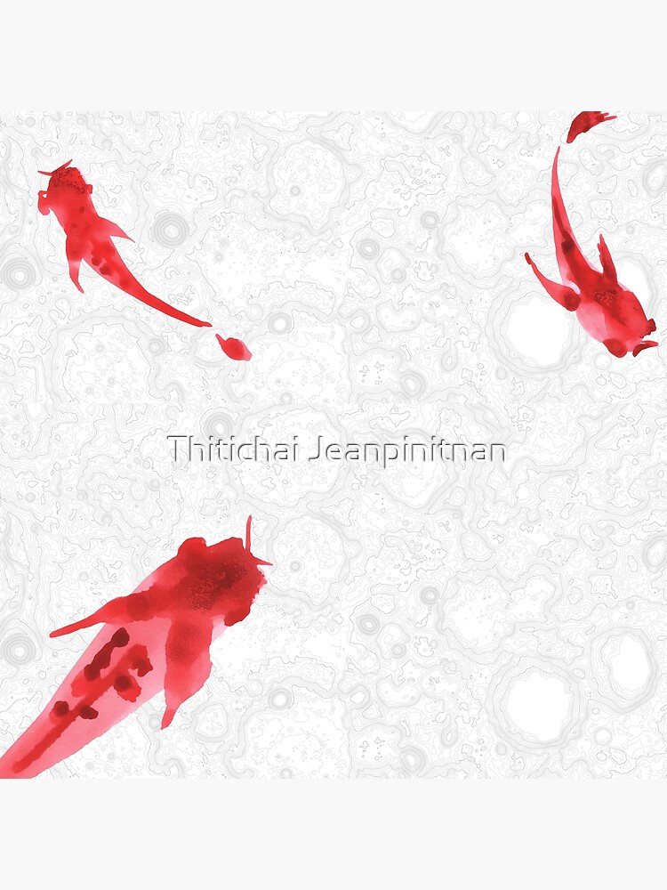 " Japan traditional sumi-e painting. Koi fish with water ripple" Art ...