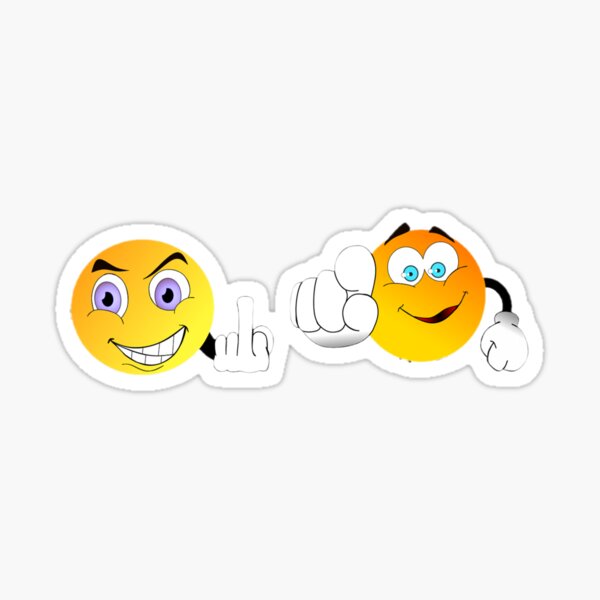 "Cartoon Middle Finger Smiley Face ( F. You)" Sticker for Sale by ...