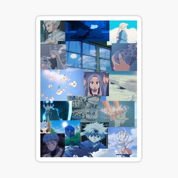 "BLUE ANIME AESTHETIC" Sticker for Sale by BlackOpalDesign | Redbubble