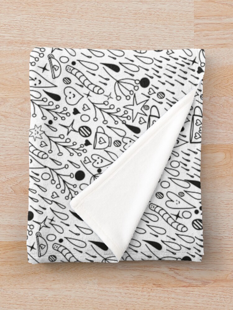 Manta «dibujo a mano ilustración de doodle blanco y negro de lluvia ...