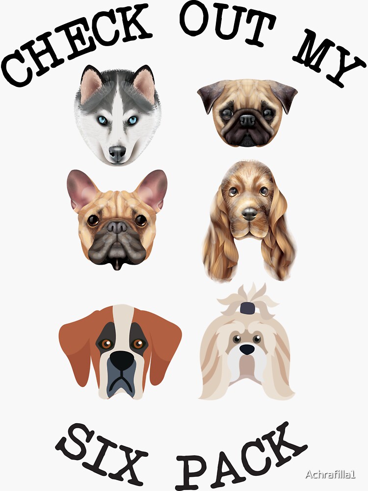 "Check Out My Six Pack Dog Sticker Gift lover Dog Sticker Pug Dog ...