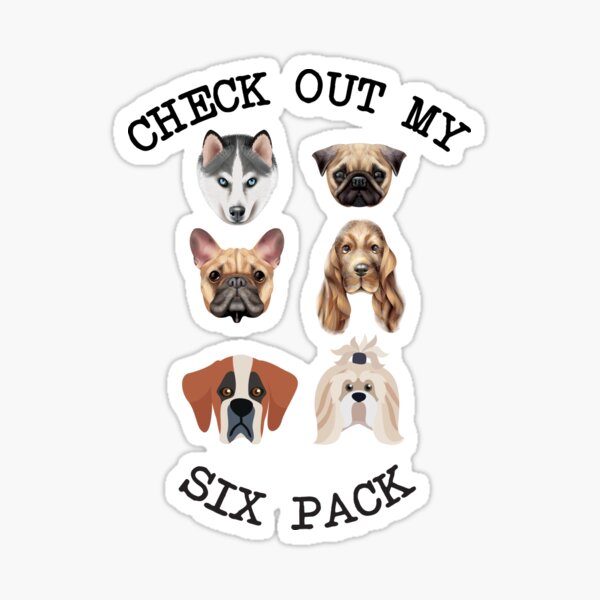 "Check Out My Six Pack Dog Sticker Gift lover Dog Sticker Pug Dog ...