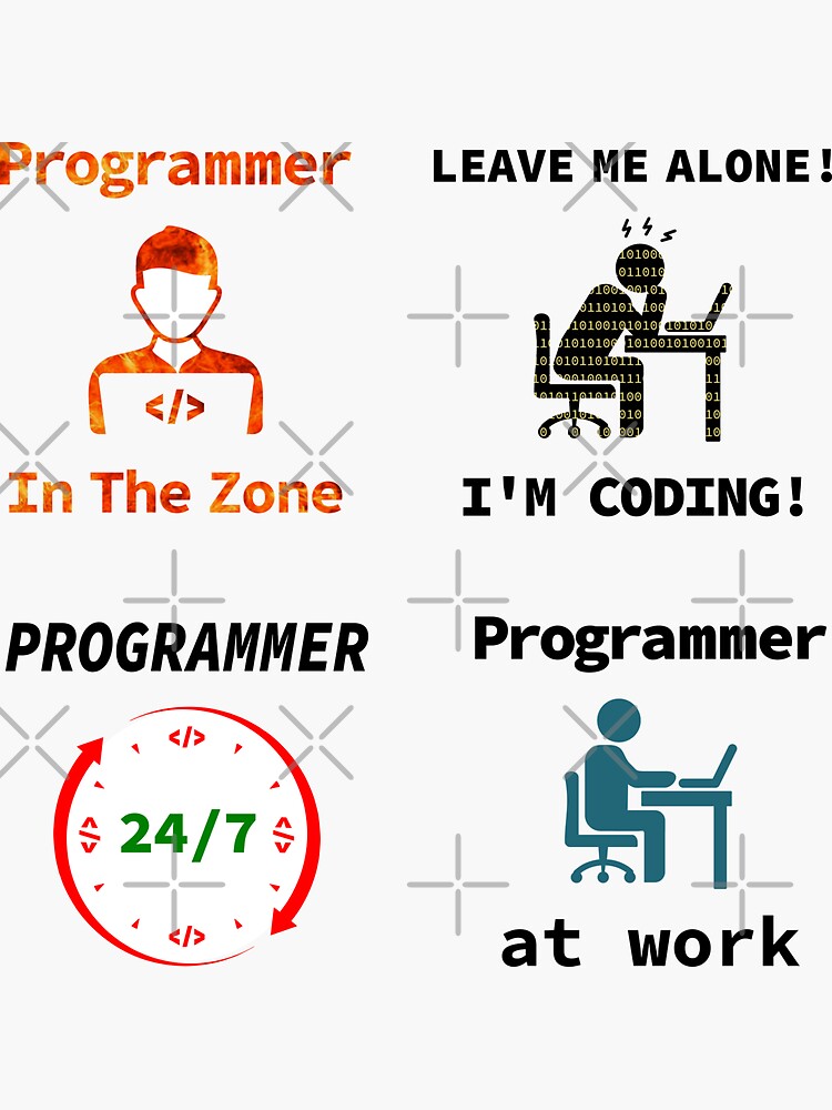 "Hard-Working Programmer Sticker Pack, Hardworking Stickerpack" Sticker ...